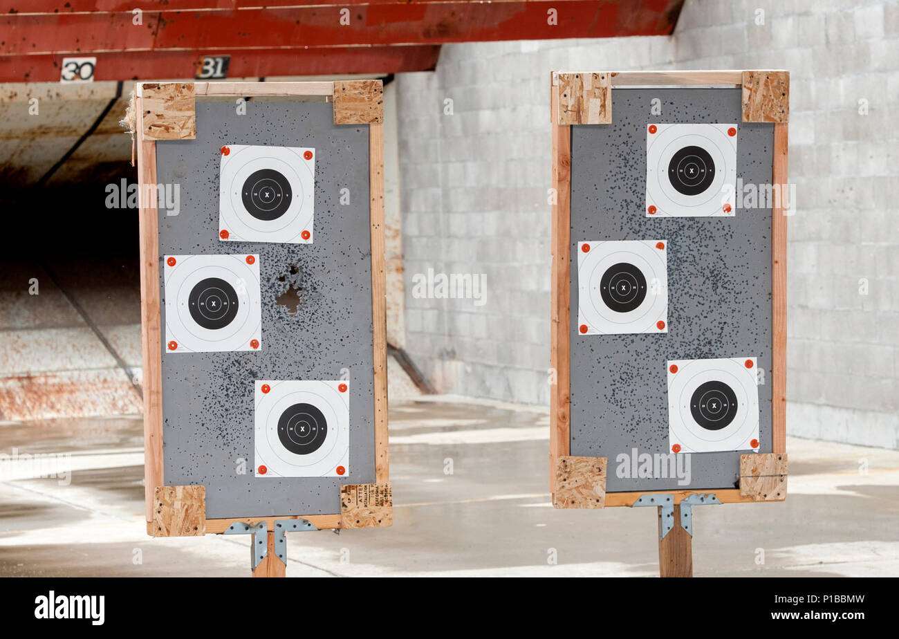 Practice targets set up at the combat arms firing range show the ...