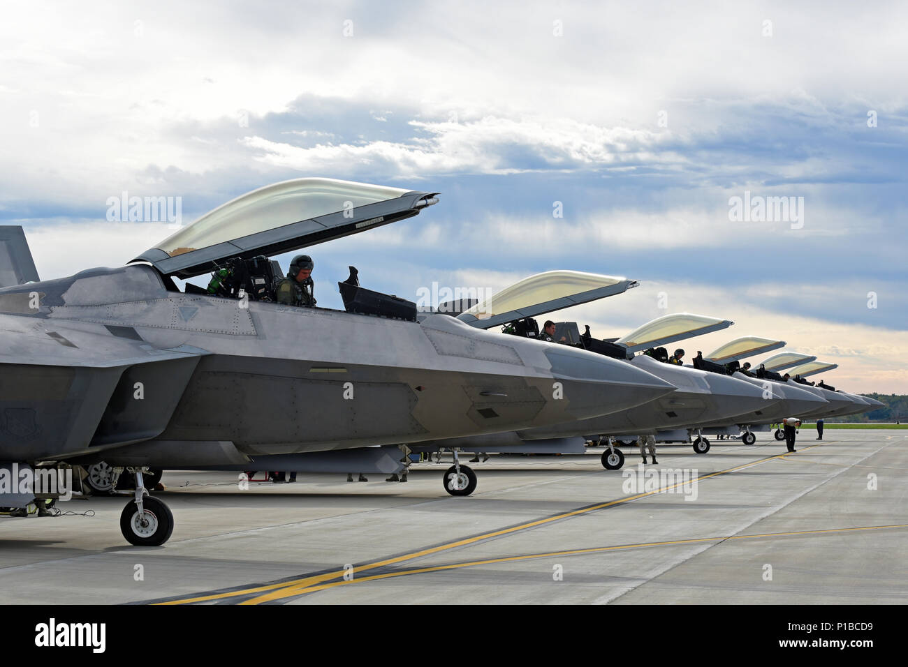 F-22 Raptors assigned to the 1st Fighter Wing, Joint Base Langley ...