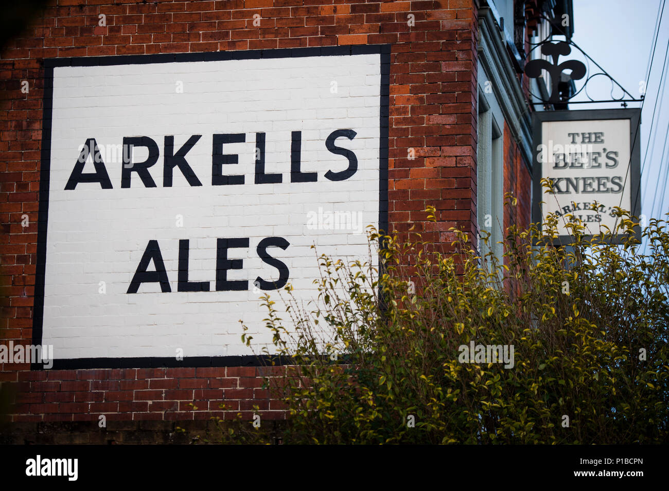 Arkells Ales sign on The Bees Knees pub wall in Cirencester, England UK ...