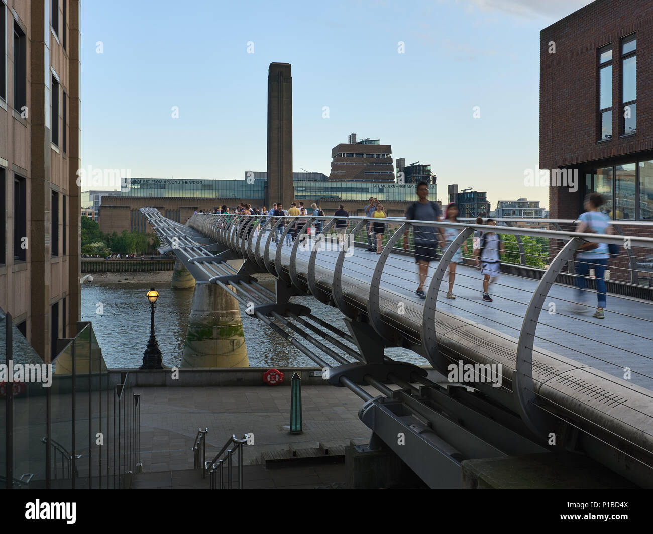 Tate Modern Gallery and Millennium Bridge in London England Stock Photo ...