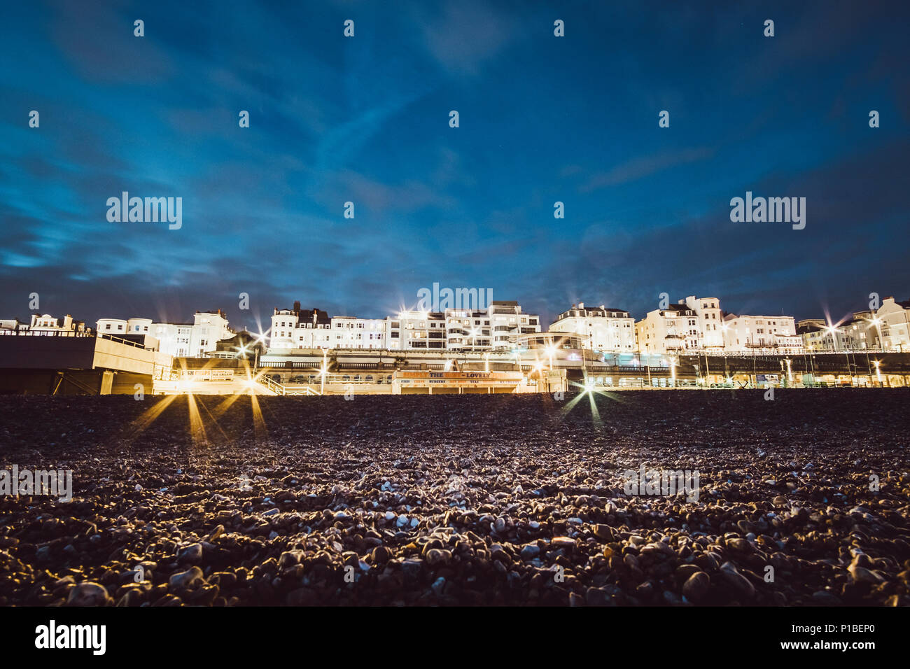 Seafront at night, Brighton Beach, Brighton, England Stock Photo - Alamy