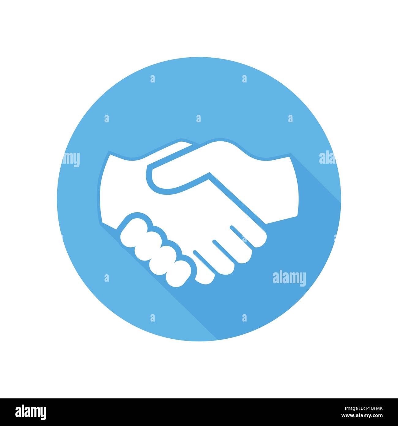 Vector of Handshake Icon on blue circle - vector iconic design Stock ...