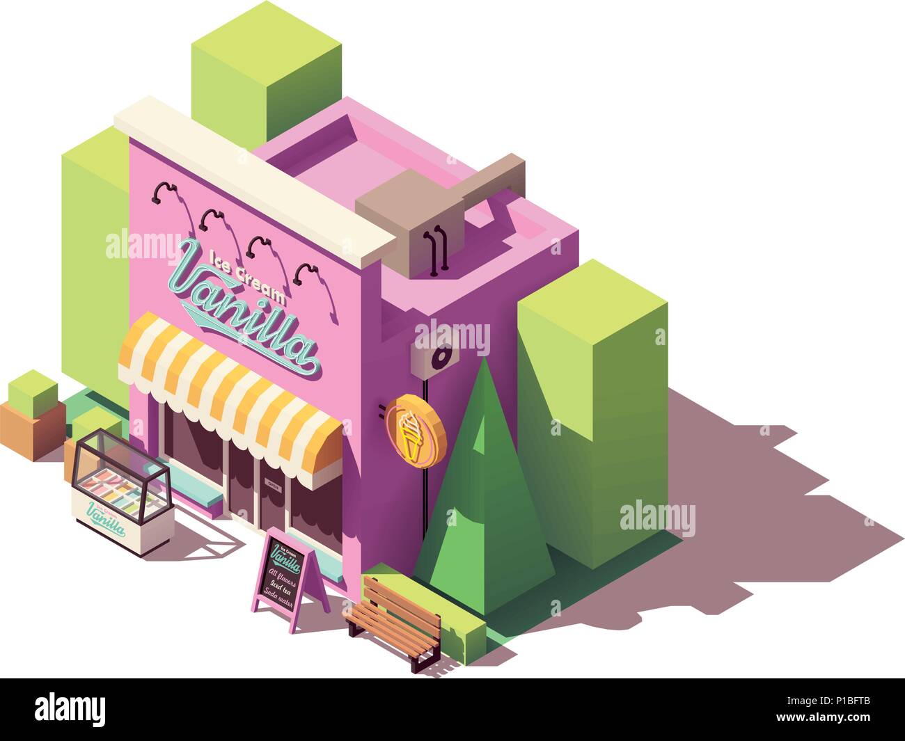 Exterior ice cream shop Stock Vector Images - Alamy