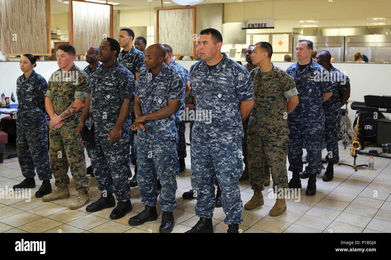 Marines and Sailors gather at the mess hall aboard Marine Corps Air ...