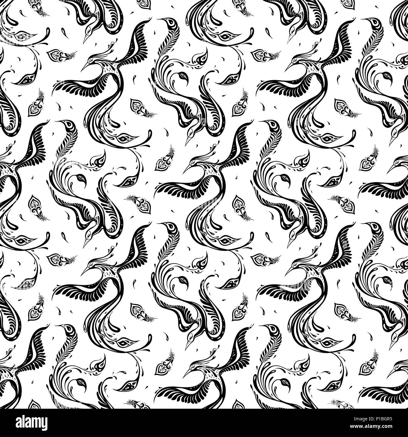 Beautiful peacock. Exotic bird Seamless pattern Stock Vector Image ...