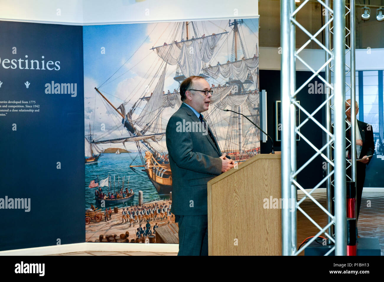 Naval History and Heritage Command Director Samuel Cox speaks at the ...