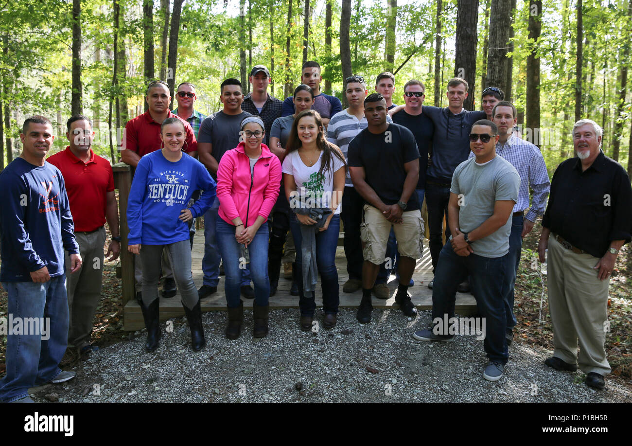 Marines with Marine Air Control Group 28 pose for a picture with Tim ...