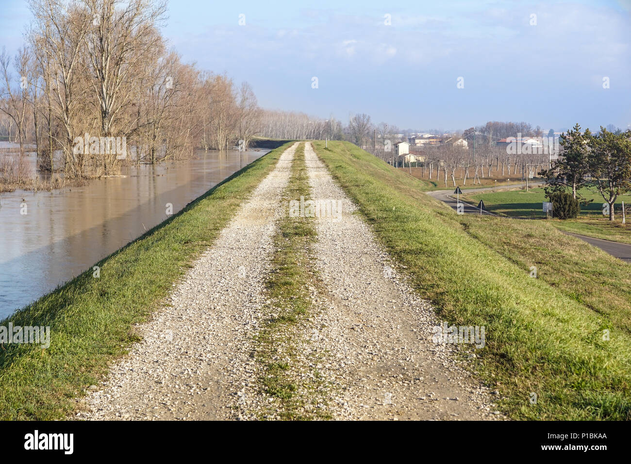 Flooded river during rainy season in tropics. Panorama of river mouth ...