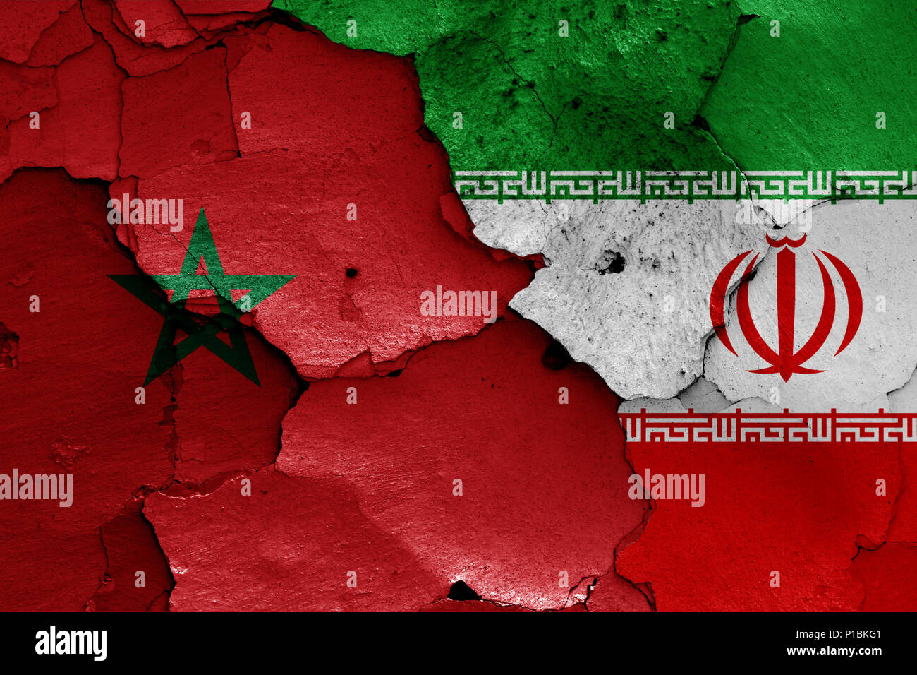 flags of Morocco and Iran Stock Photo - Alamy