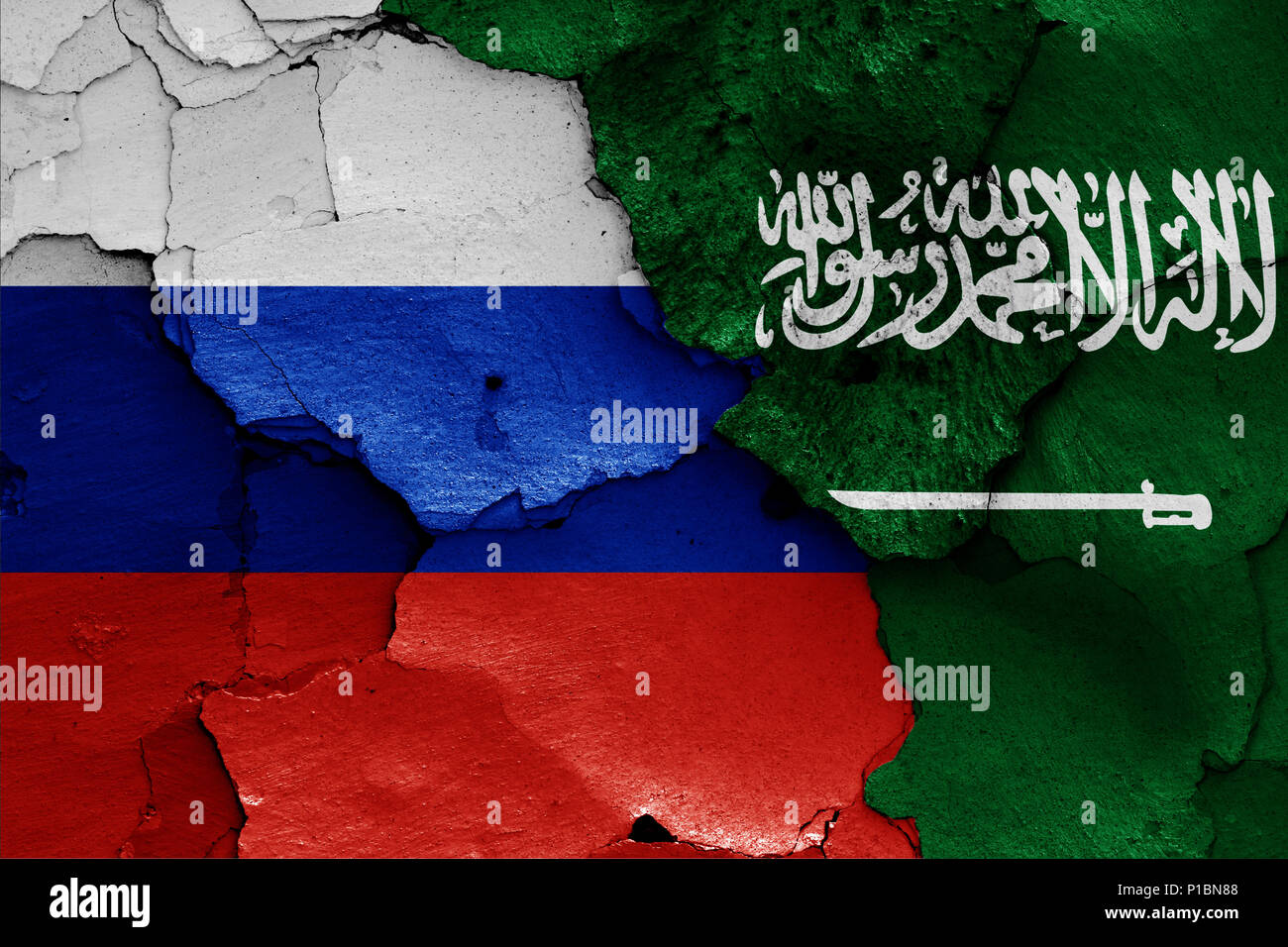 flags of Russia and Saudi Arabia Stock Photo - Alamy