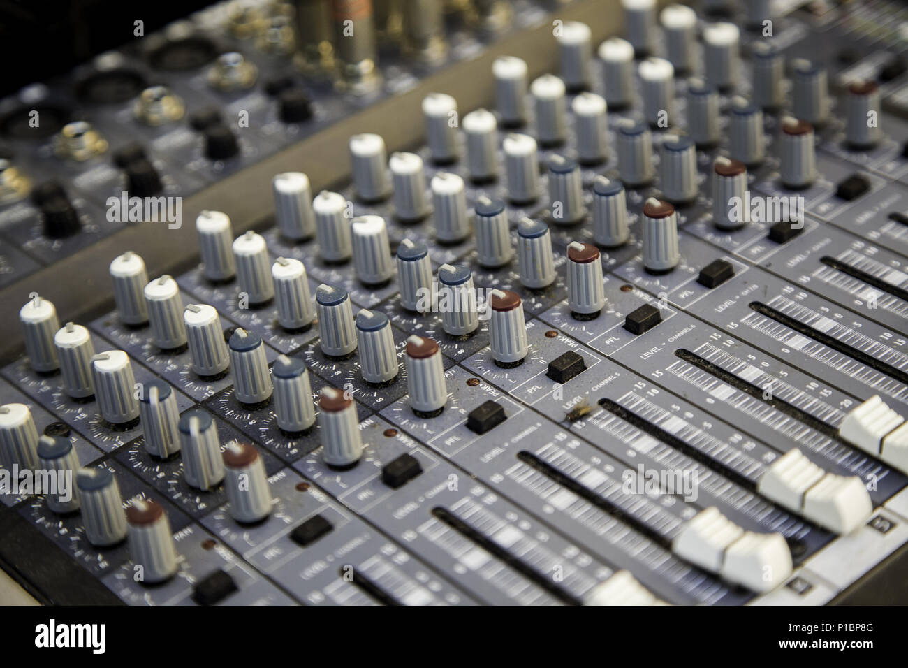 Professional mixer, sound control detail Stock Photo - Alamy