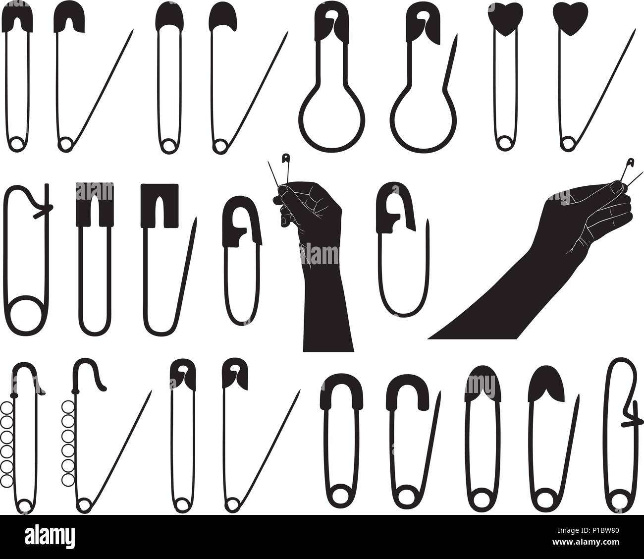 Set of different safety pins isolated on white Stock Vector Image & Art ...