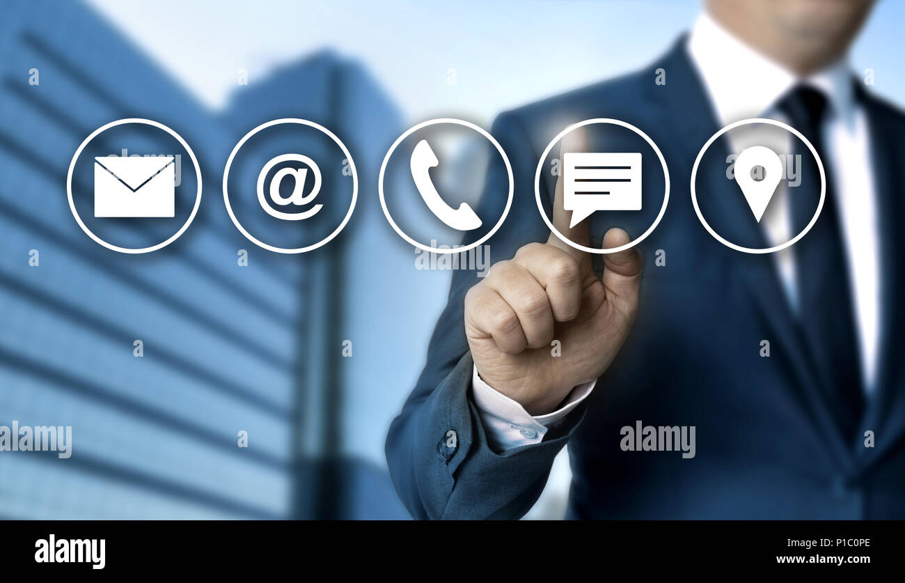Contact options concept is shown by businessman Stock Photo - Alamy
