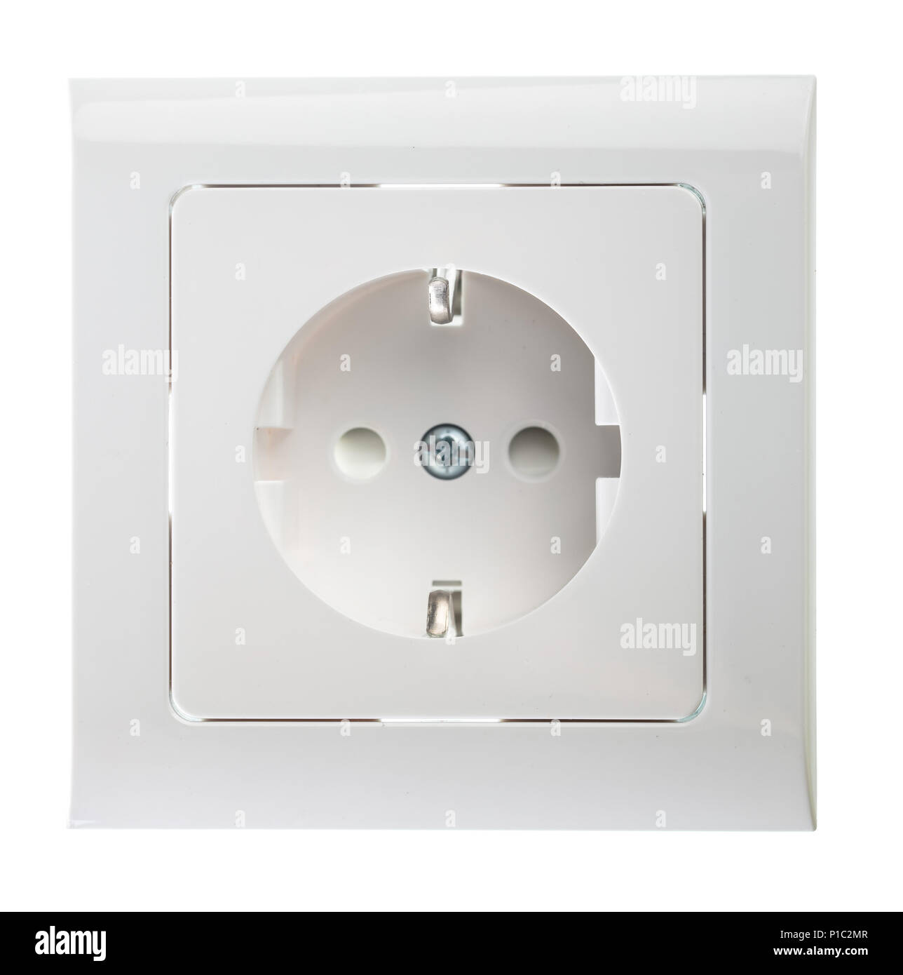 Closeup of European electrical outlet isolated on white background ...