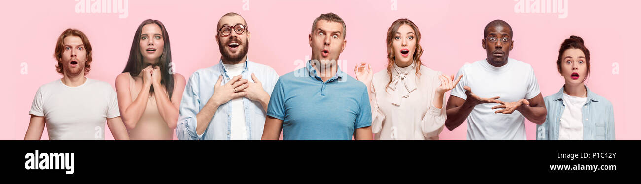 The collage of surprised people Stock Photo - Alamy