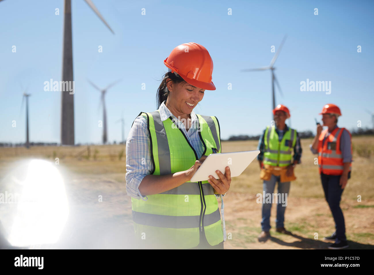 Woman engineer holding green screen hi-res stock photography and images ...
