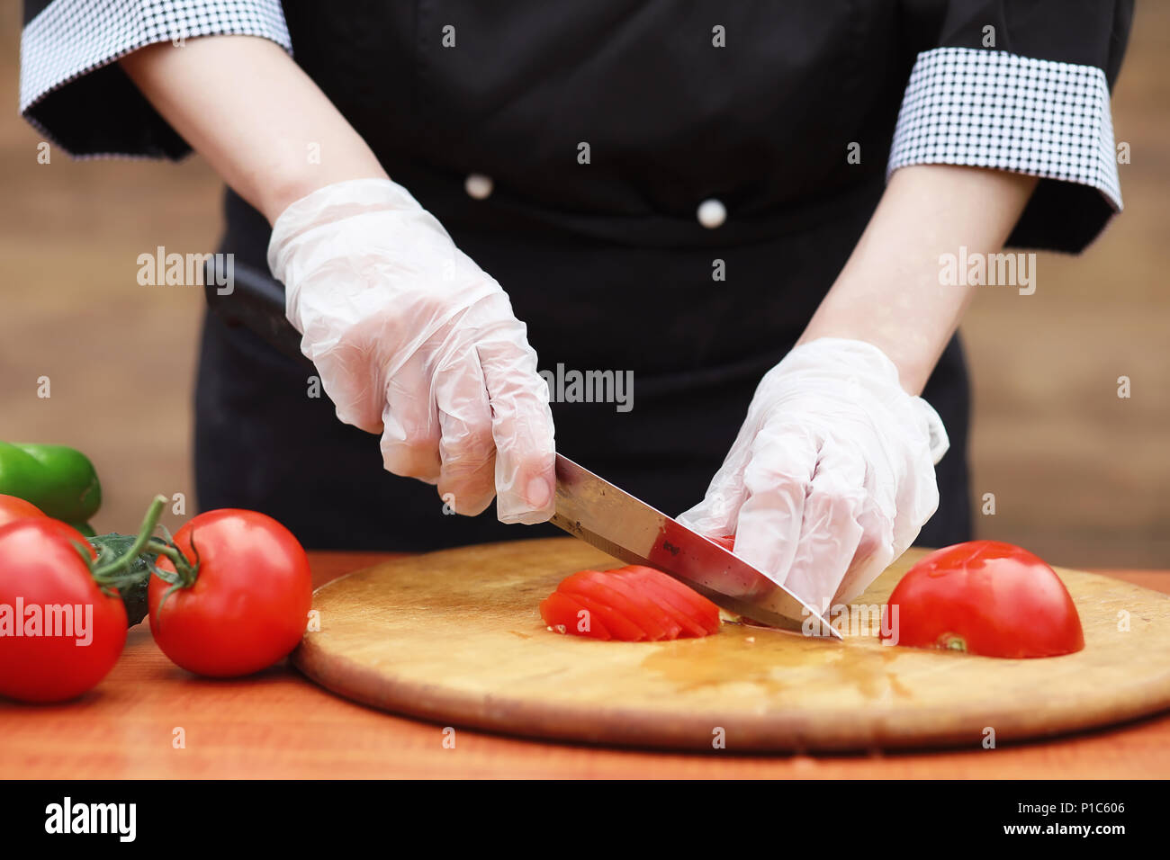 Professional cook cuts vegetables hi-res stock photography and images ...