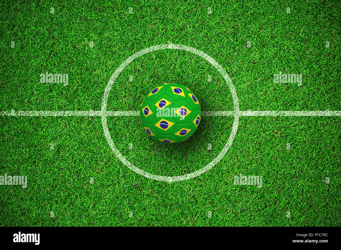 Composite image of football in brazilian colours Stock Photo - Alamy