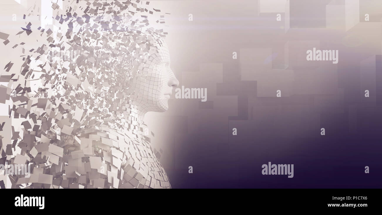 Profile view of digital pixelated 3d man Stock Photo - Alamy