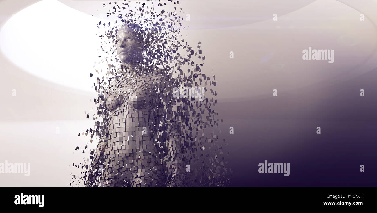 Full length of gray pixelated 3d woman Stock Photo - Alamy