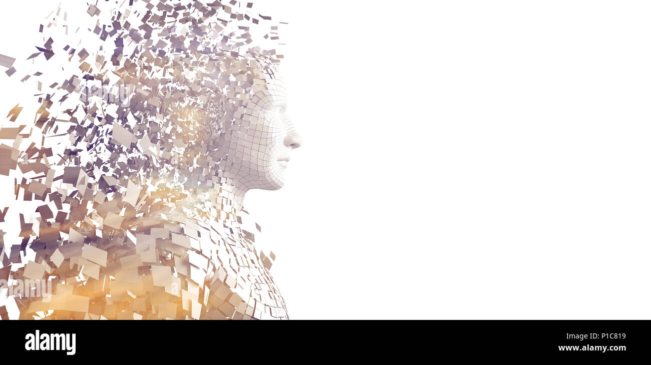 Profile view of digital pixelated 3d man Stock Photo - Alamy
