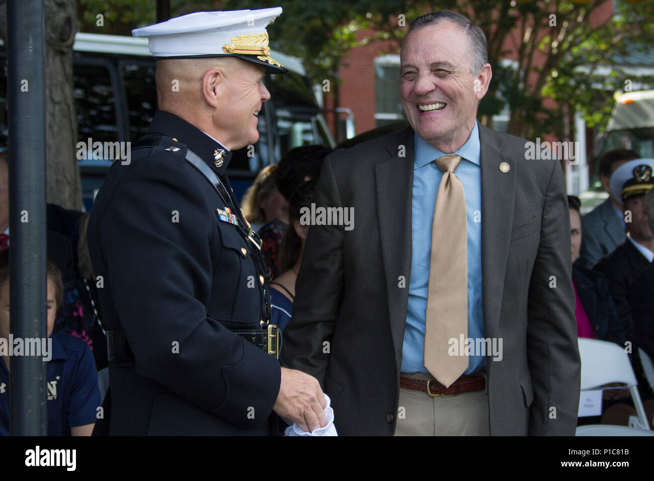 Commandant of the Marine Corps Gen. Robert B. Neller, left, speaks with ...