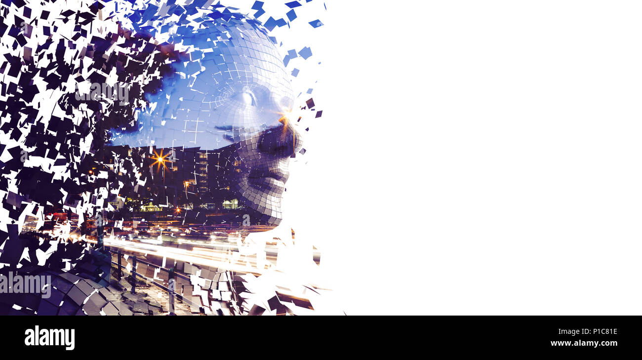 Digital gray pixelated 3d man Stock Photo - Alamy
