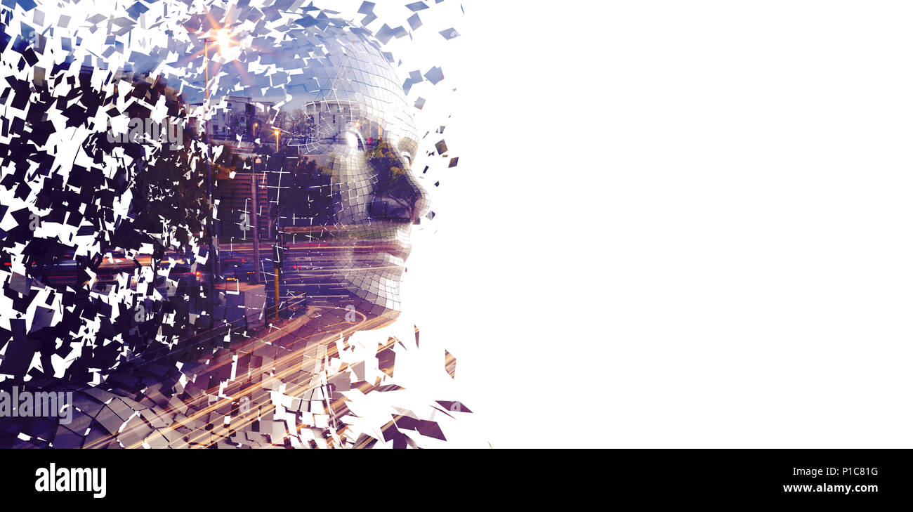 Digital gray pixelated 3d man Stock Photo - Alamy