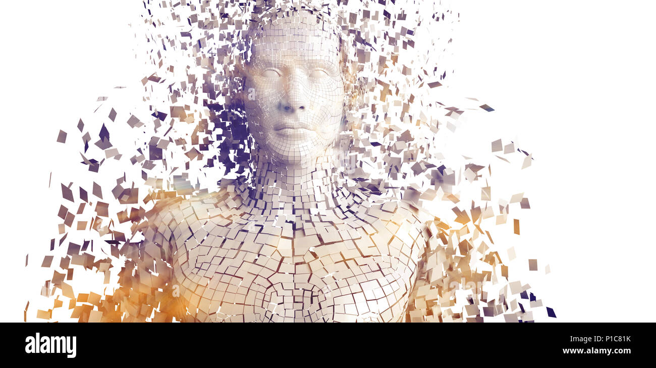 Close-up of pixelated gray 3d man Stock Photo - Alamy