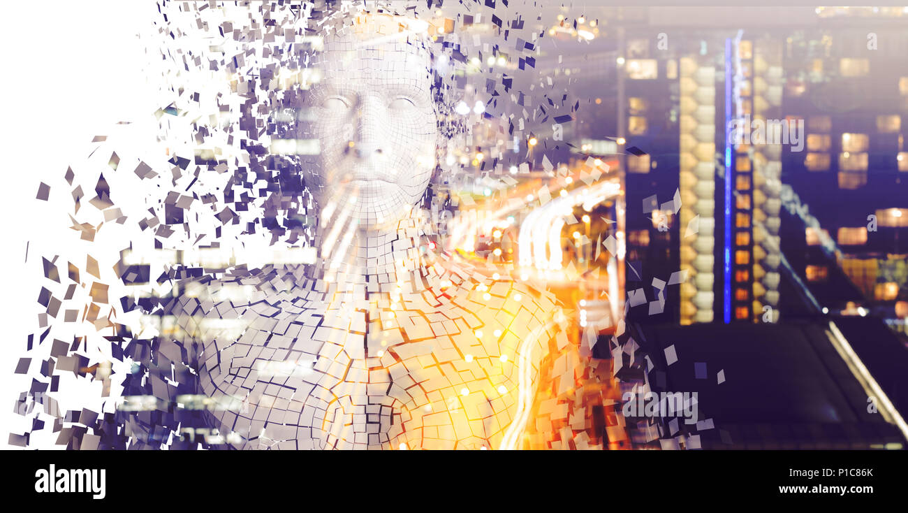Close-up of pixelated gray 3d man Stock Photo - Alamy
