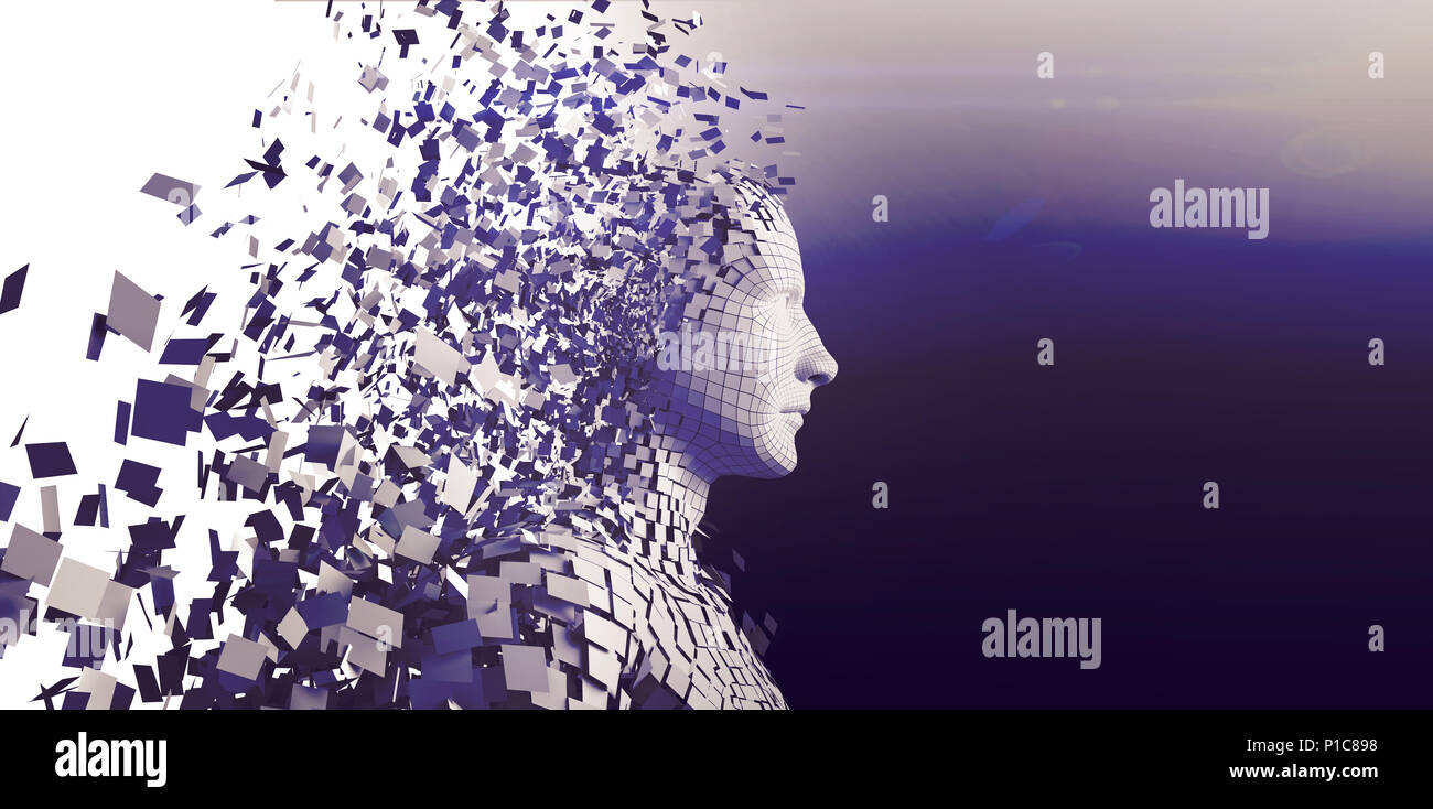 Profile view of digital pixelated 3d man Stock Photo - Alamy