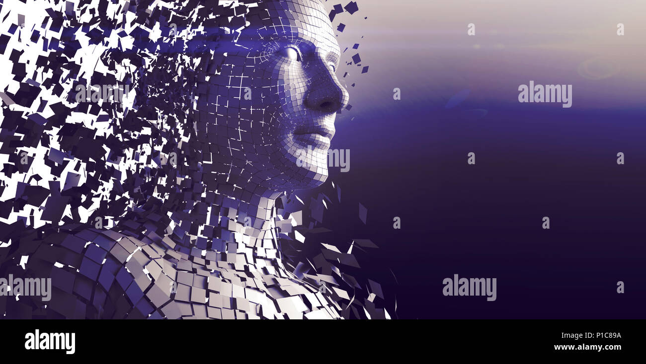 Digital gray pixelated 3d man Stock Photo - Alamy