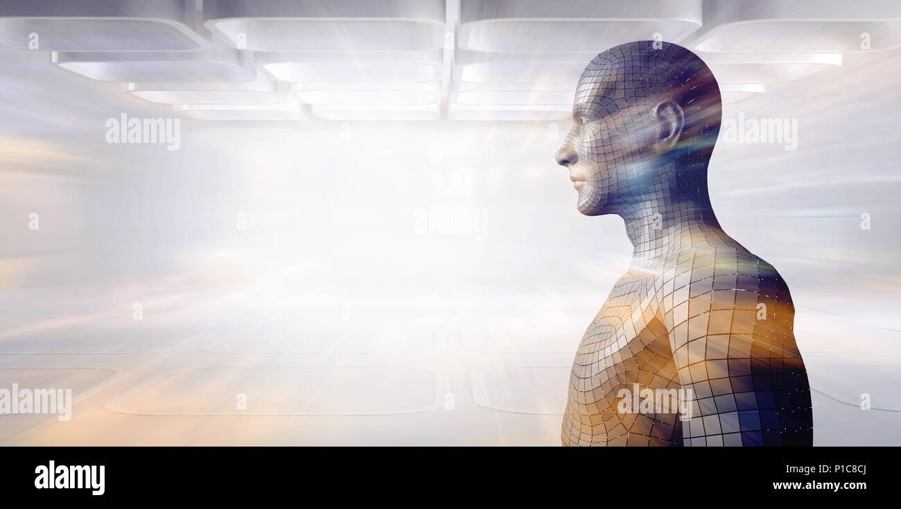 Side view of gray 3d man Stock Photo - Alamy