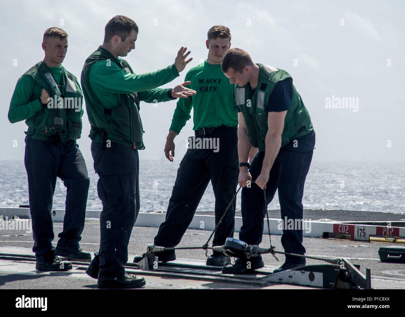 161007-N-EH855-072 ATLANTIC OCEAN (Oct. 7, 2016) Sailors test the ...