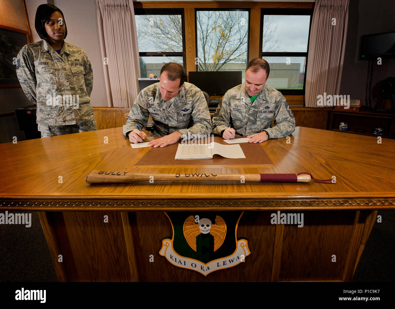 (From left) Tech Sgt. Cornelia Justice, 5th Bomb Wing staff judge ...
