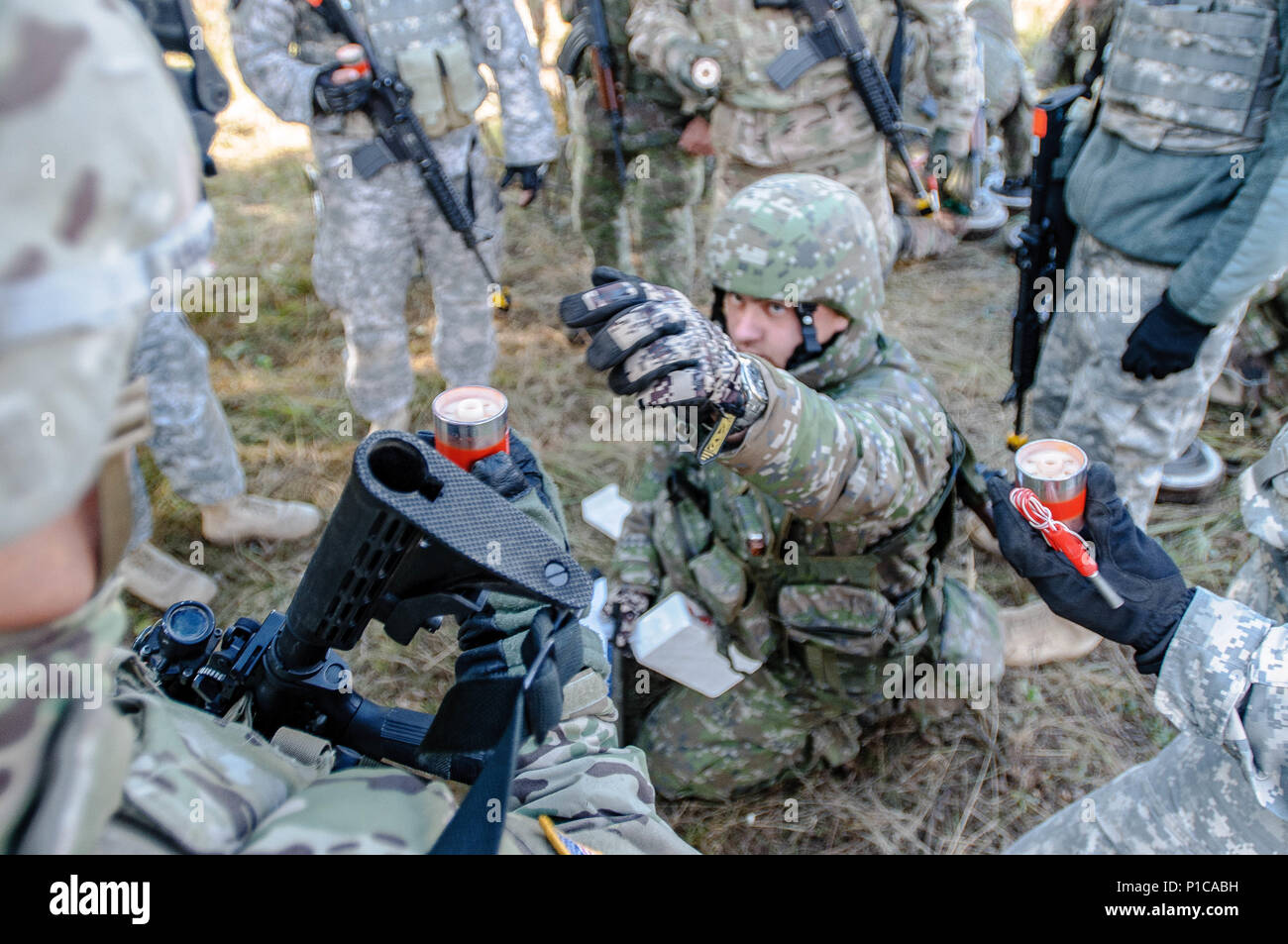 A Slovak engineer soldier provides demolition training to Indiana ...