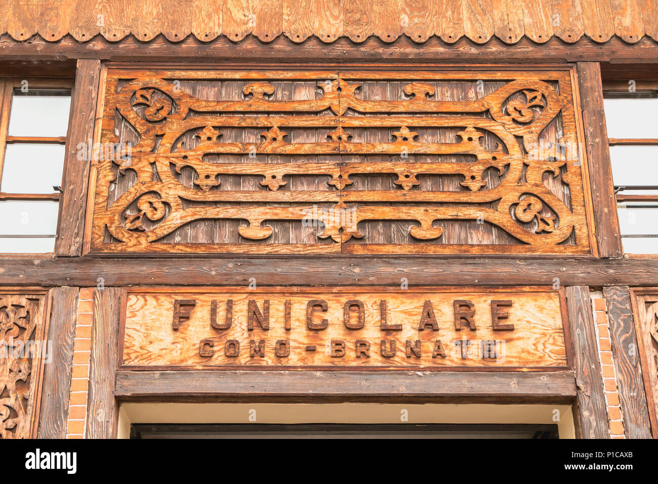 Como, Italy - 4 November 2017: Como cable car entrance detail one ...