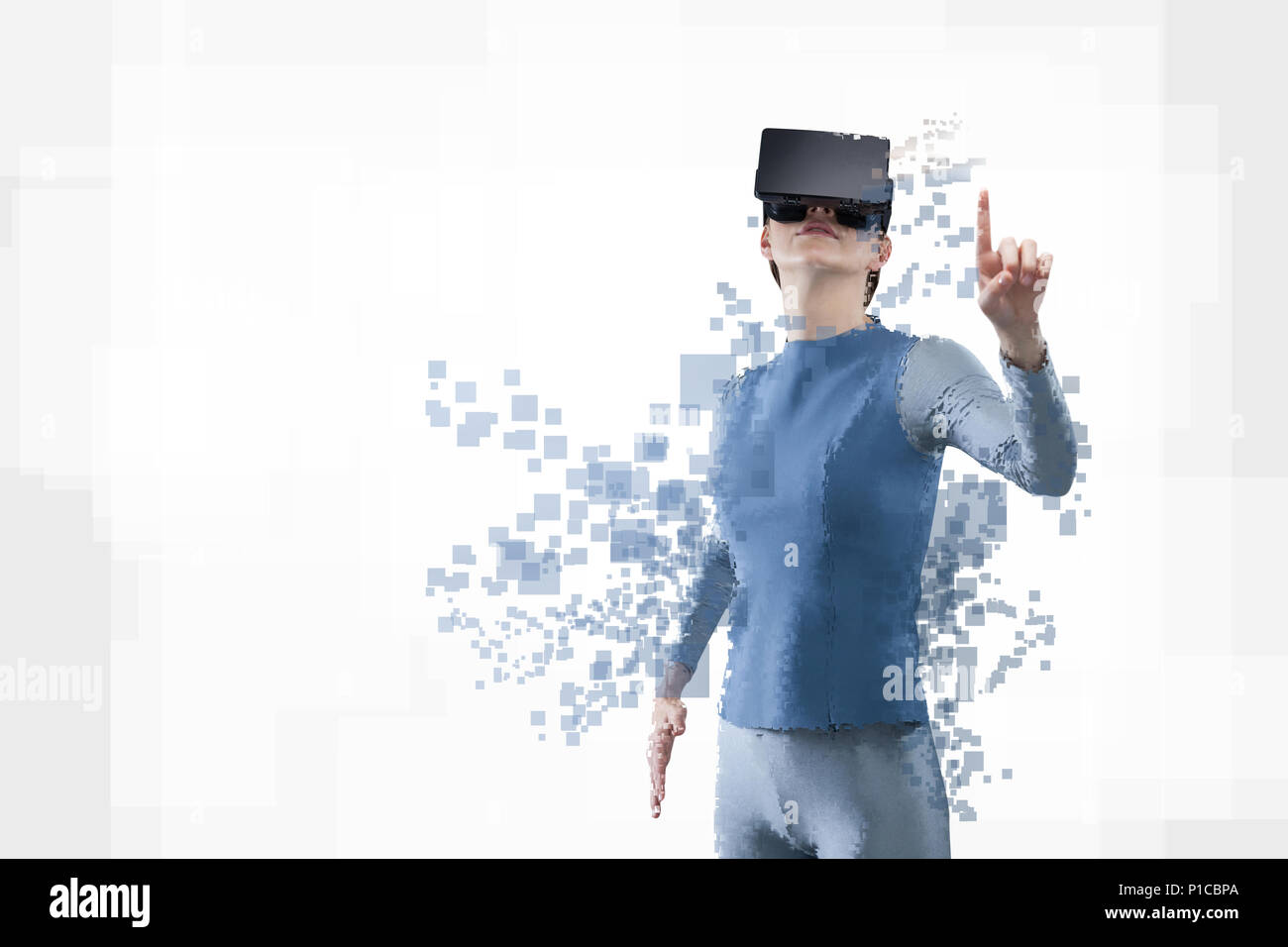 Digital composite of woman with an augmented reality simulator Stock ...