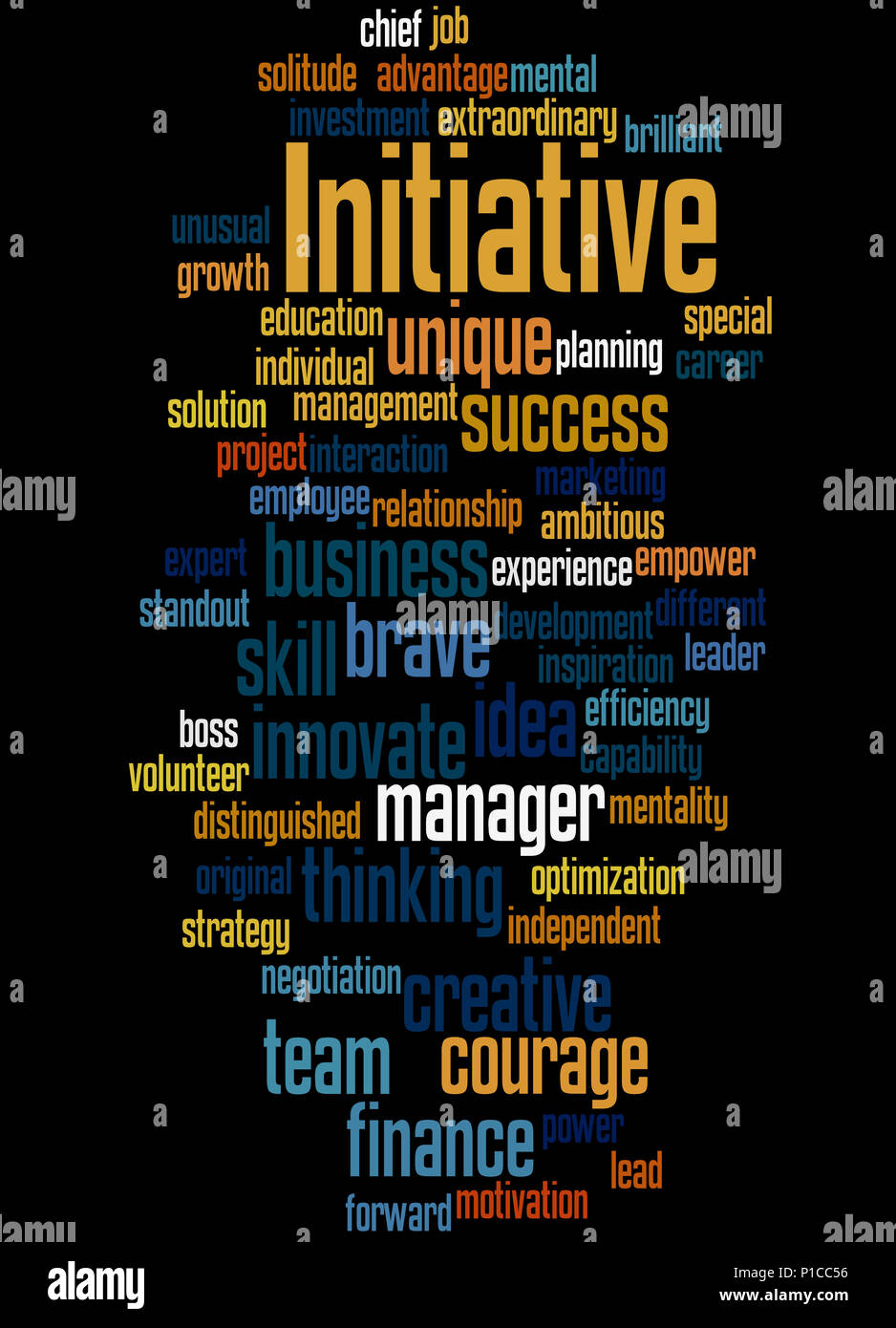 Initiative, word cloud concept on black background Stock Photo - Alamy