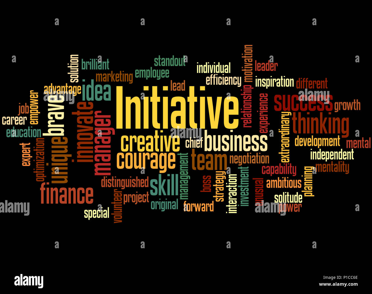 Initiative, word cloud concept on black background Stock Photo - Alamy