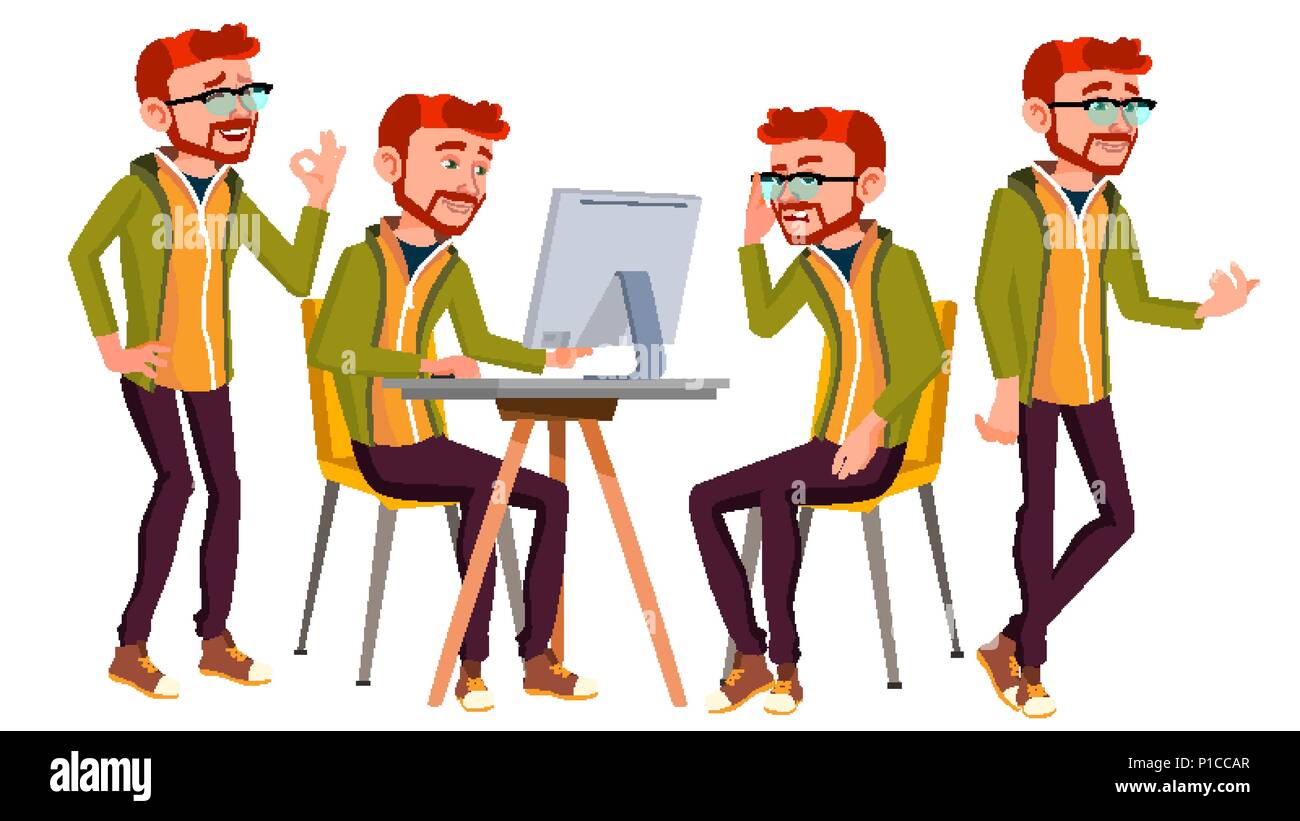 Office Worker Vector. Businessman Worker. Lifestyle. Animated Elements ...
