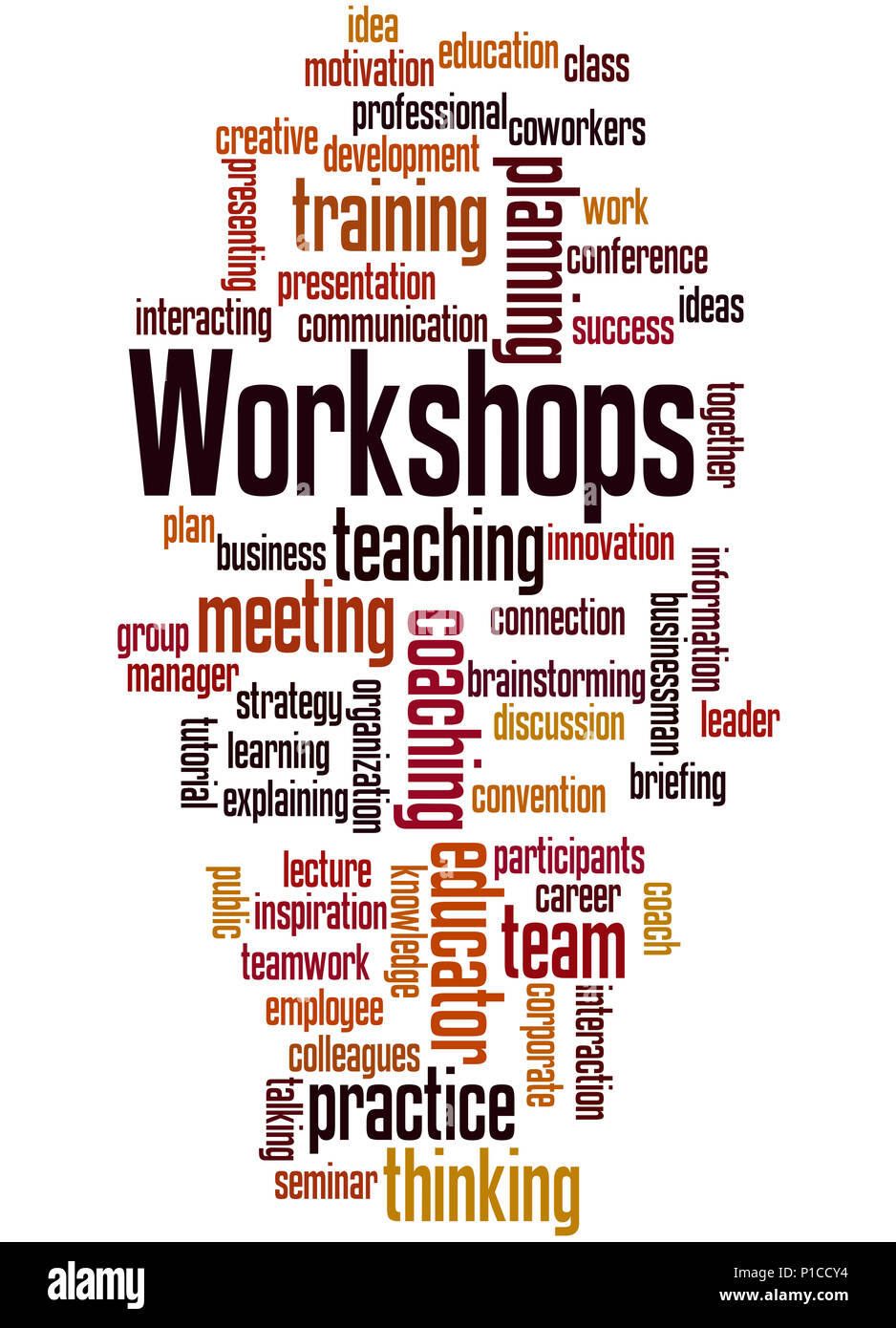 Workshops, word cloud concept on white background Stock Photo - Alamy