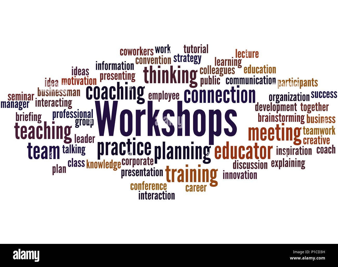 Workshops, word cloud concept on white background Stock Photo - Alamy