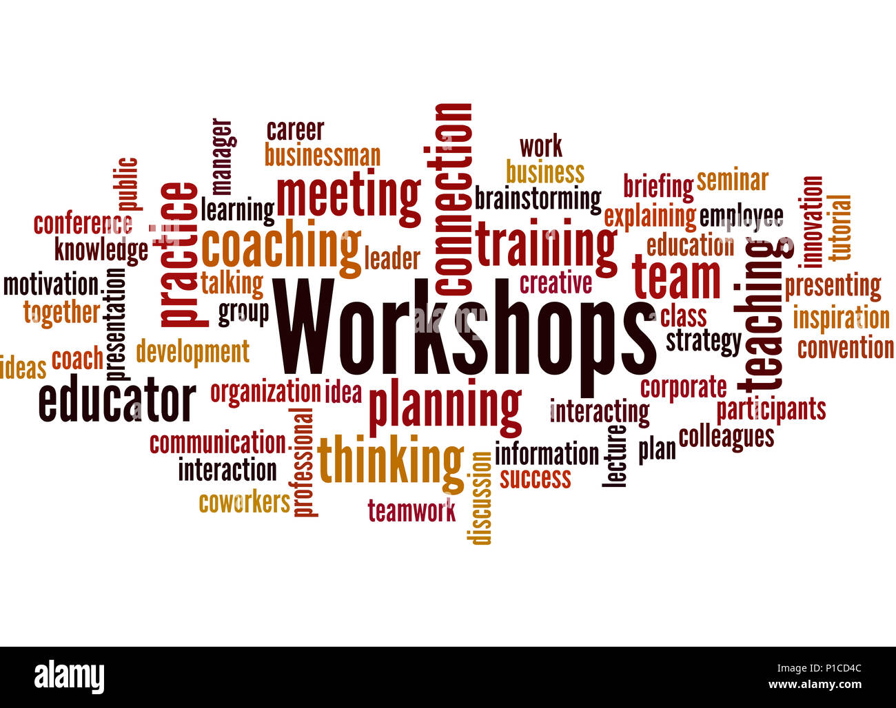Workshops, word cloud concept on white background Stock Photo - Alamy