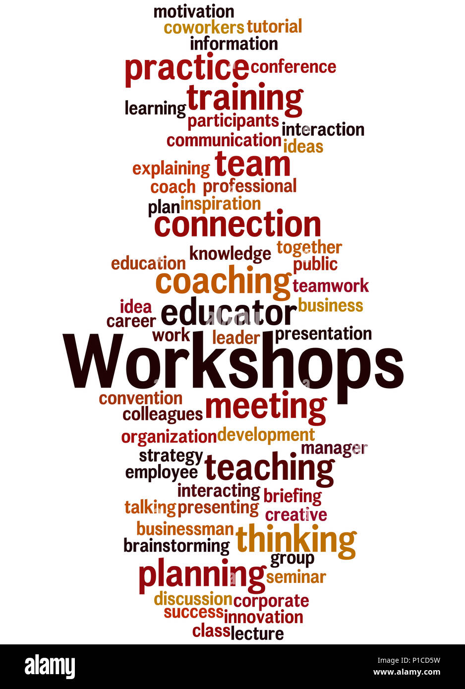 Workshops, word cloud concept on white background Stock Photo - Alamy
