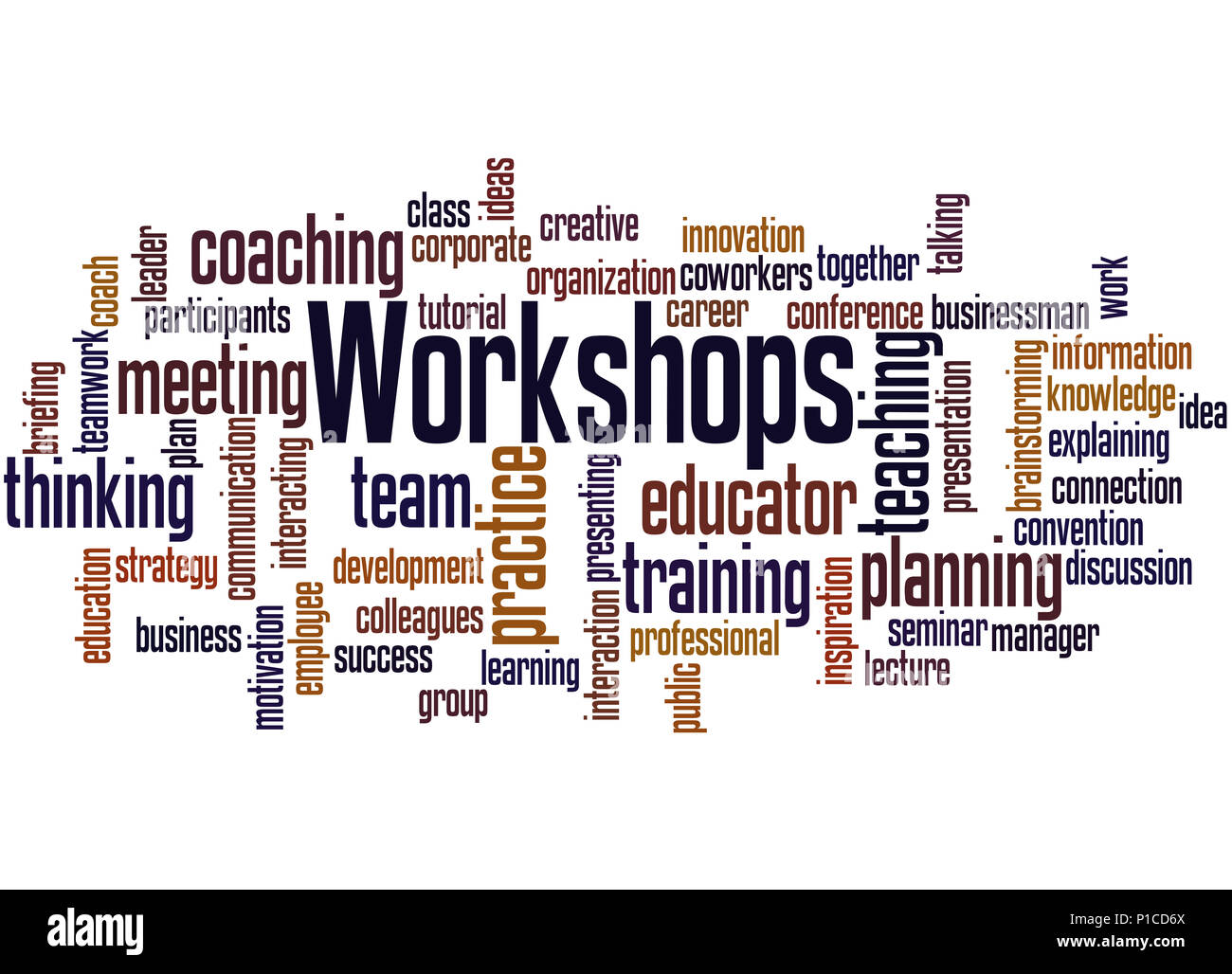 Workshops, word cloud concept on white background Stock Photo - Alamy