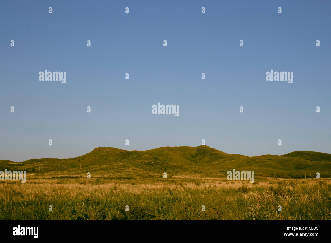 Evening hills. Natural scenery. Summer background. Steppe horizon Stock ...