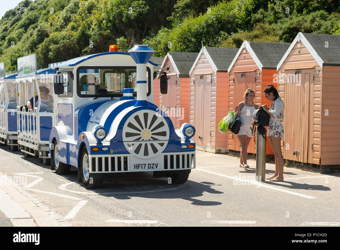 Bournemouth, Dorset, England, UK, hot and sunny June weather. Blue land ...