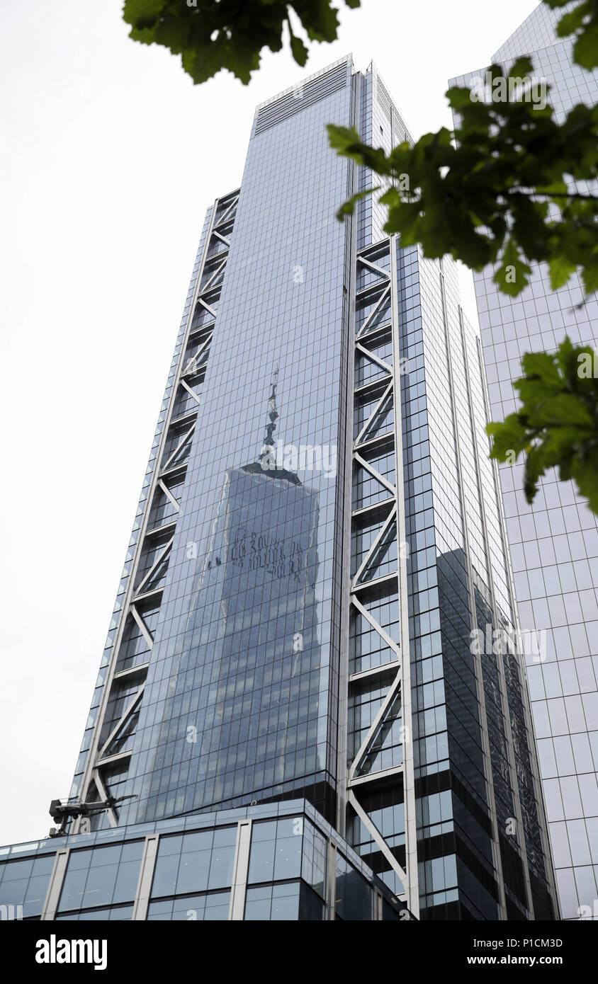 New York, USA. 11th June, 2018. The image of One World Trade Center is ...