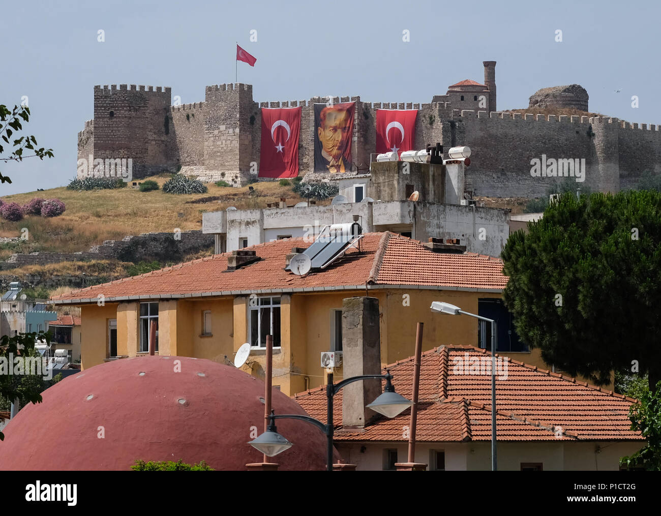 21 May 2018, Turkey, Selcuk: The citadel is decorated with Turkish ...